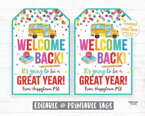 Welcome Back to School Tags Happy First Day of School Tags | Etsy