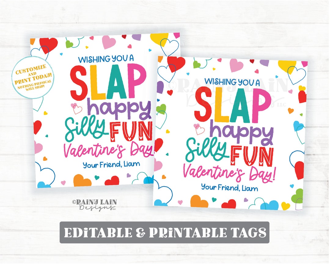 Slap Bracelet Valentine, Slap Happy Silly Fun Valentine's Day Gift Tag ...