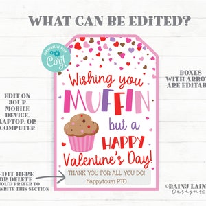 Muffin Valentine Tag, Muffin but a Happy Valentine's Day Gift ...