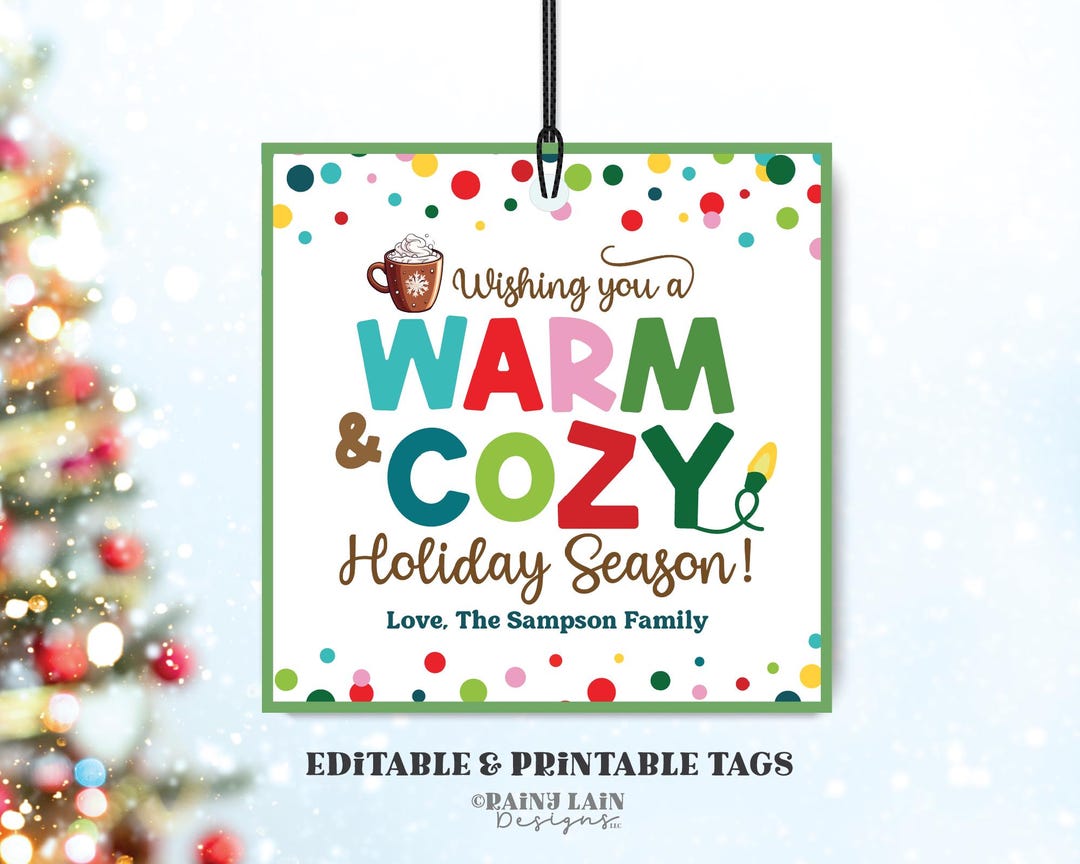 Warm and Cozy Christmas Tag Template, Hot Chocolate Pop by Gift for ...