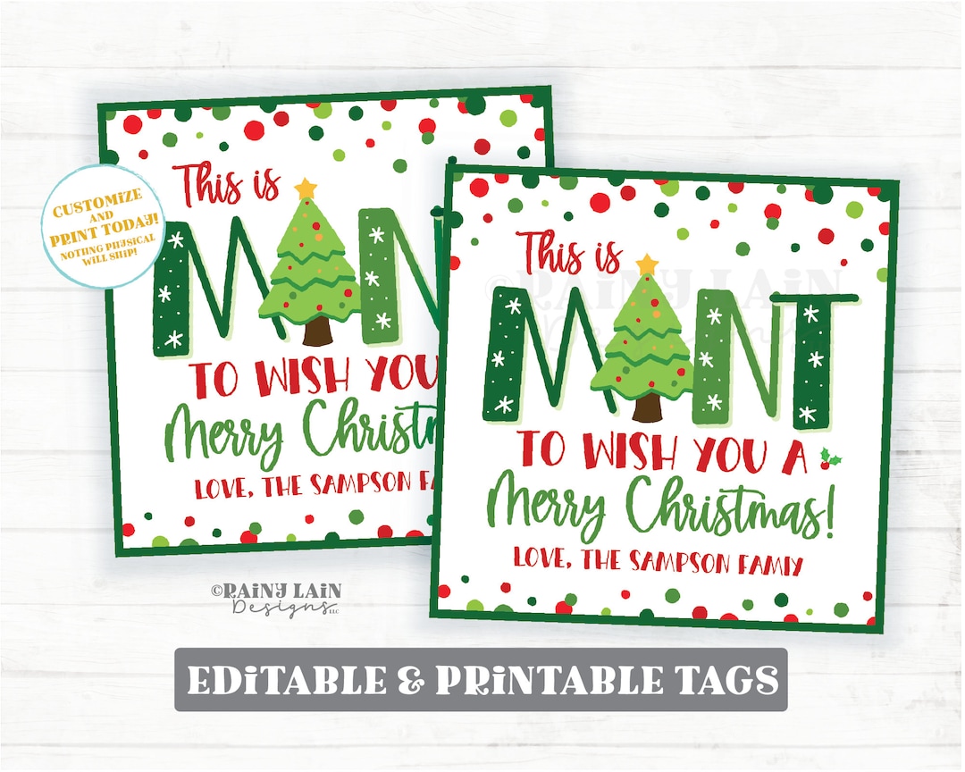 Mint to Wish You Merry Christmas Gift Tag Appreciation Hostess Employee ...