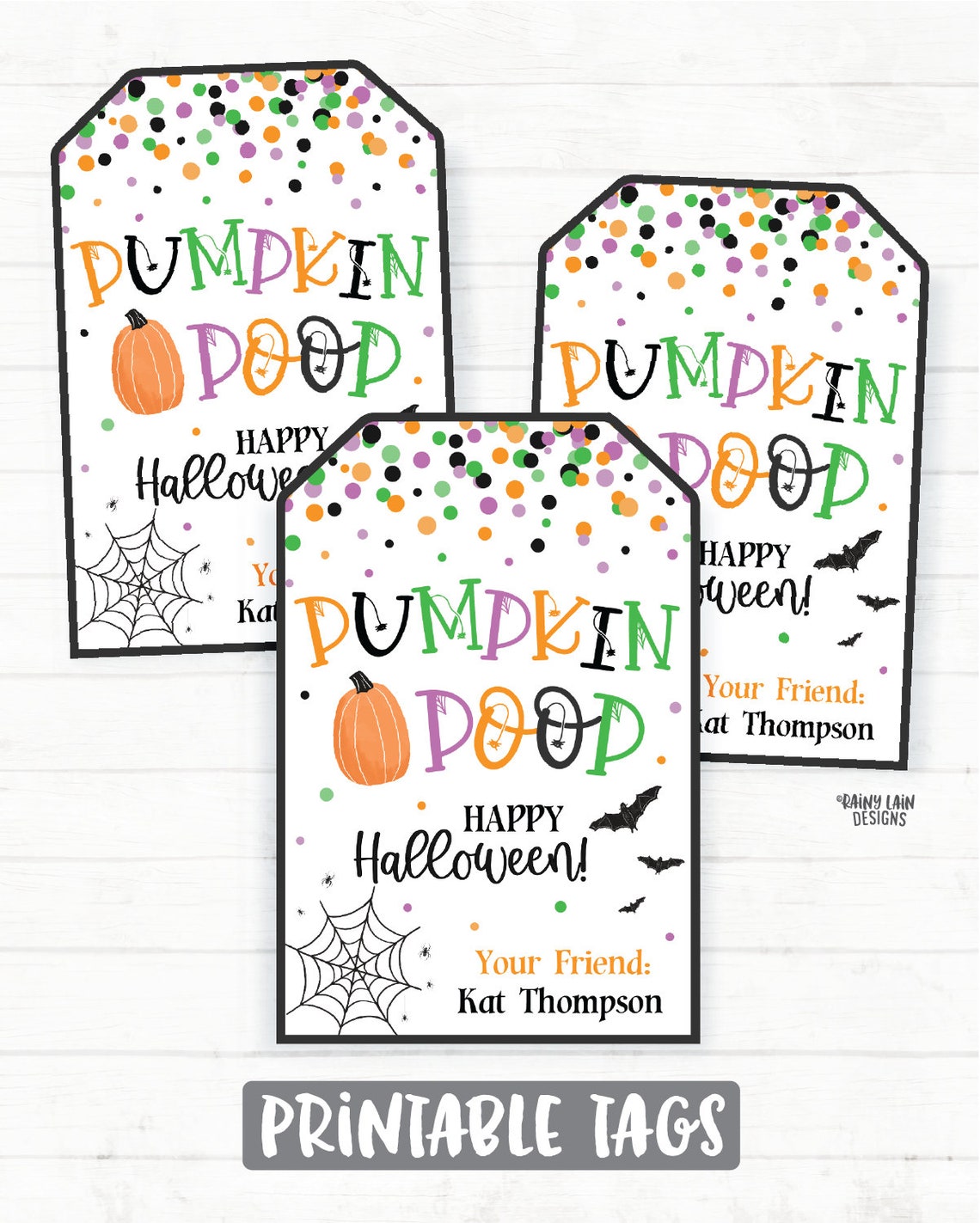Pumpkin Poop Tags Halloween Tags Printable Halloween Tag Editable ...