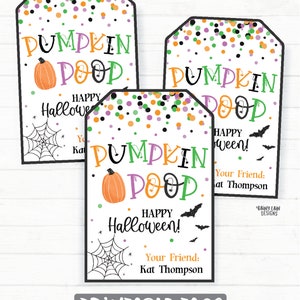 Pumpkin Poop Tags Halloween Tags Printable Halloween Tag Editable ...