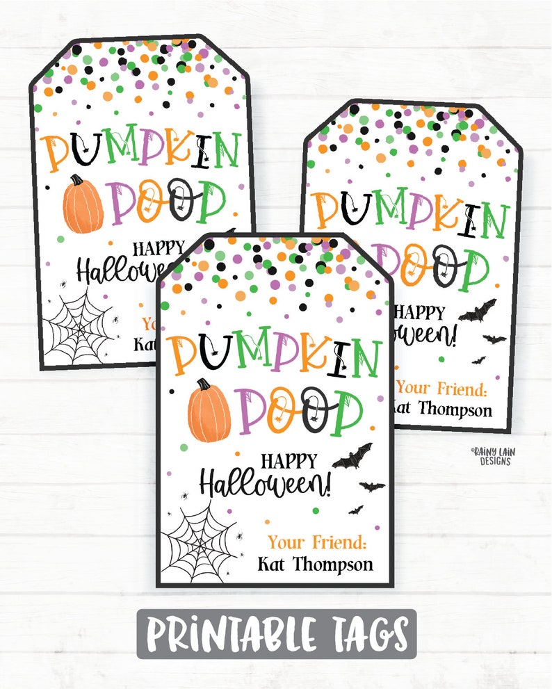 Pumpkin Poop Tags Halloween Tags Printable Halloween Tag - Etsy