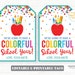 Colorful School Year Gift Tag Crayon Markers Paint Coloring Book ...