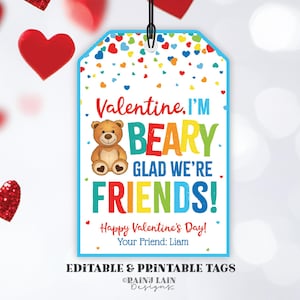 Beary Glad We're Friends Valentine, Bear Valentine, Gummy Bears ...
