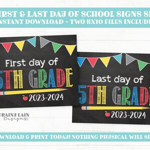 First and Last Day of 5th Grade Sign Set 1st Day and Last Day - Etsy