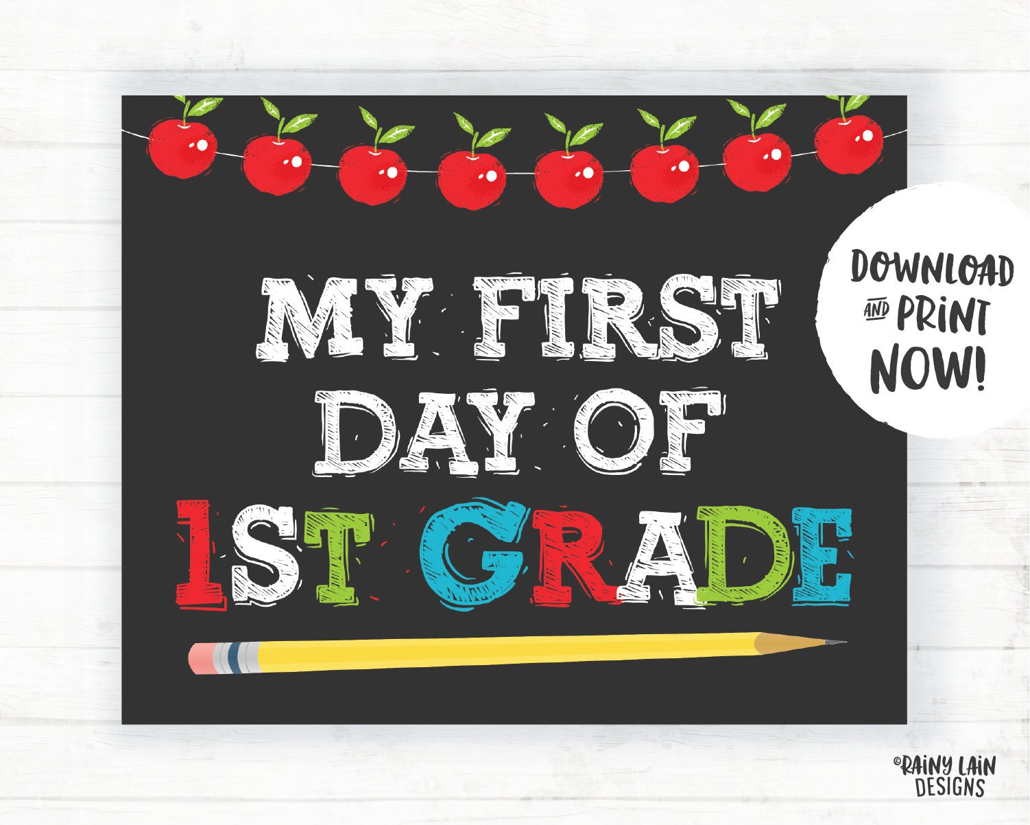 1er Día de Primer Grado Signo 1er Grado Signo Imprimible - Etsy México