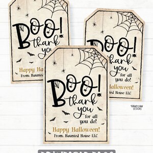 Boo Thank You for All You Do Tag Halloween Appreciation Teacher Staff ...