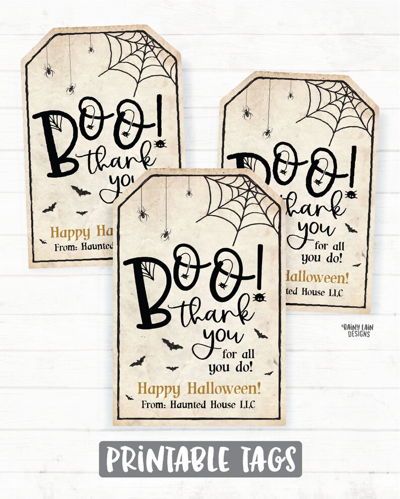 Boo Thank You for All You Do Tag Halloween Appreciation Teacher Staff ...