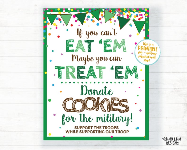 Cookie Booth Signs Set, Can't Eat Em Treat Em Donate Cookies Sign, We ...