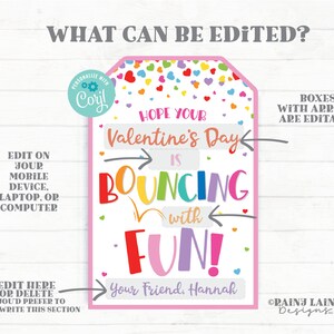 Ball Valentine Tag, Bouncing With Fun Valentine's Day, Bouncy Gift ...