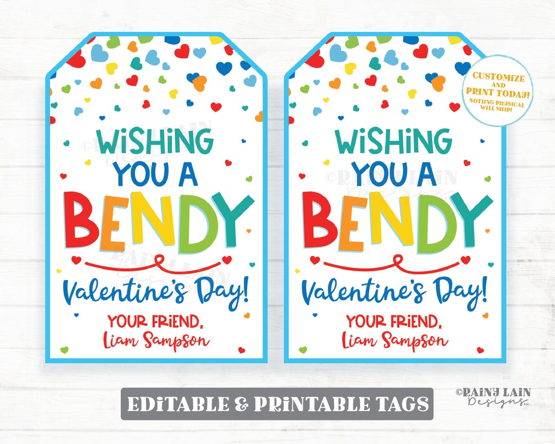 Bendy Pencil Valentine, Bendy Valentine's Day Tag, Bendy Straw Bracelet ...
