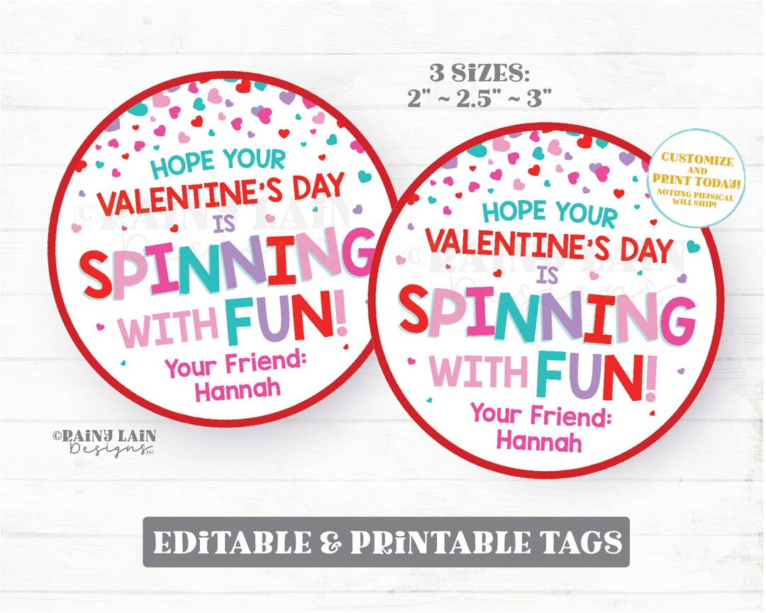 Spinning With Fun Tag, Fidget Spinner Valentine, Pop Spin Toy Gift Tag ...