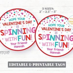 Spinning With Fun Tag, Fidget Spinner Valentine, Pop Spin Toy Gift Tag ...