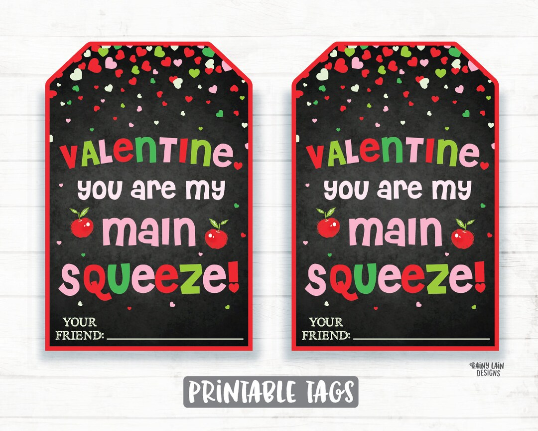 Applesauce Valentine Tags, Main Squeeze, Apple Sauce Valentine ...