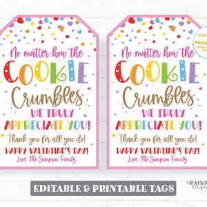 No Matter How the Cookie Crumbles Tag, Valentines Day Cookie Gift ...