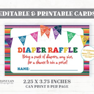 Fiesta Diaper Raffle Inserts, Fiesta Baby Shower Invitation and Diaper ...