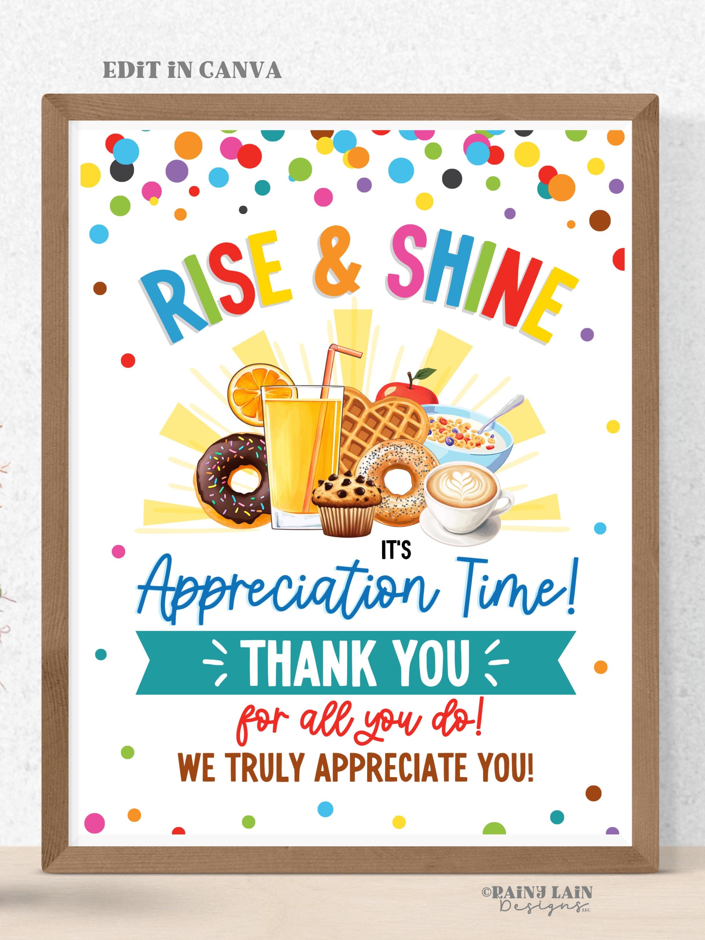 Editable Breakfast Appreciation Sign, Teacher Appreciation Week ...