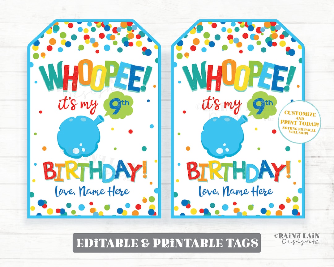 Whoopee Birthday Tag It's My Birthday Party Favor Tags Boy Preschool ...