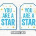 You Are a Star Tag Printable Appreciation Gift Tag Essential - Etsy