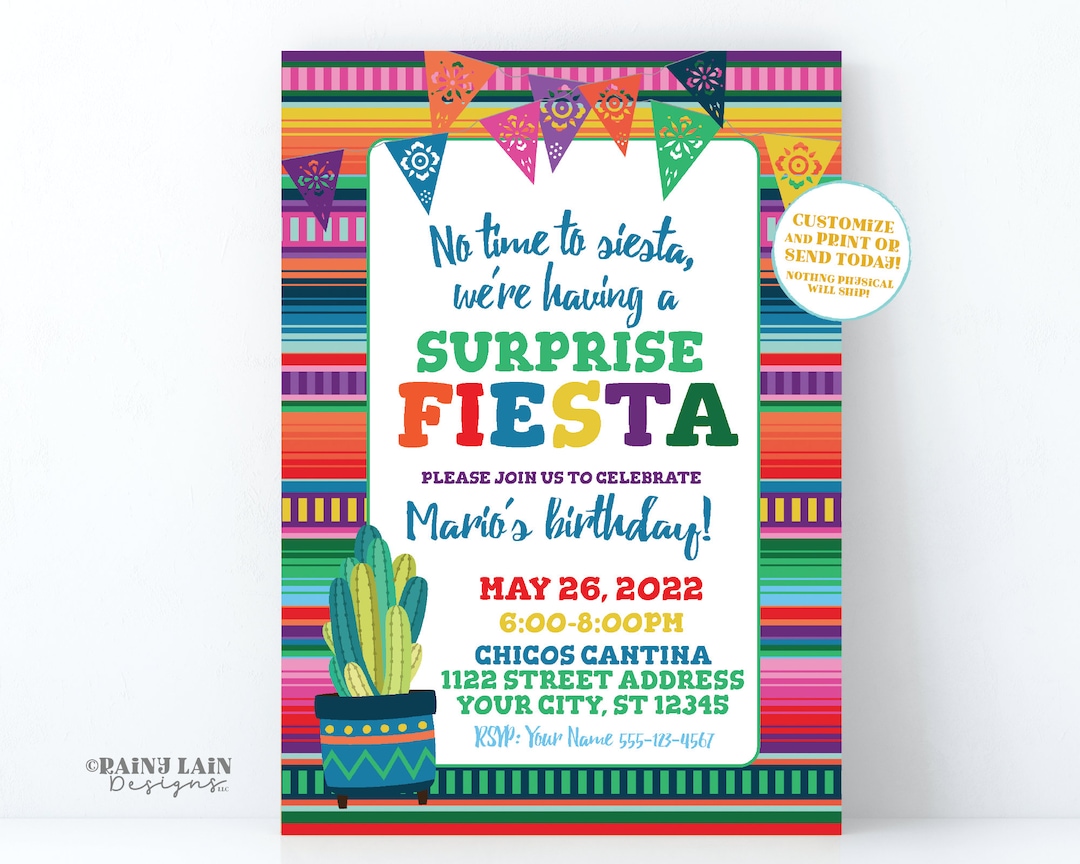 Fiesta Surprise Party Invitation, Surprise Fiesta Invite, Adult ...