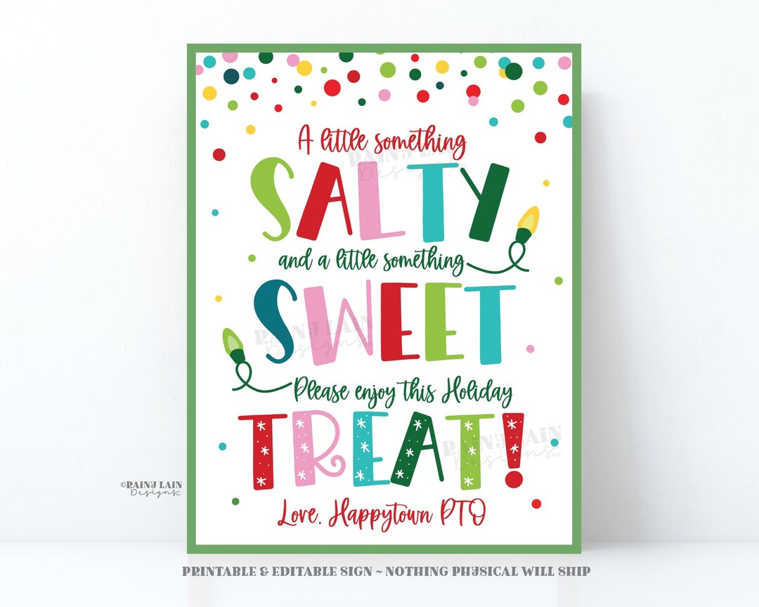 Salty Sweet Treat Sign, Christmas Something Salty and Sweet Holiday ...