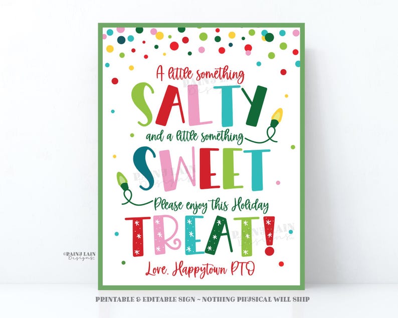 Salty Sweet Treat Sign, Christmas Something Salty and Sweet Holiday ...