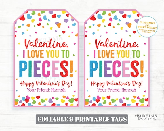 Valentine I Love You to Pieces Tag Puzzle Candy Building | Etsy
