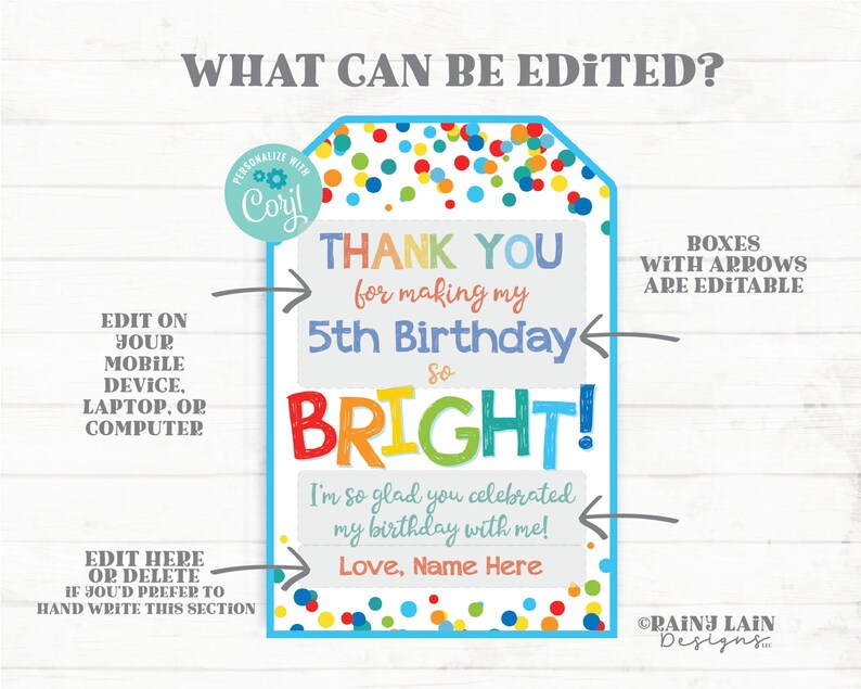 Thanks for Making My Birthday Bright Tag Finger Light Sunglasses Glow ...