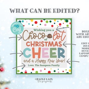 Choco-lot Gift Tag, Editable Christmas Chocolate Candy Staff Teacher ...