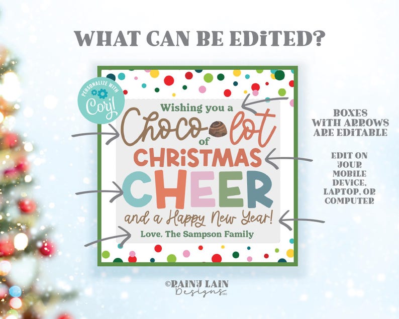 Choco-lot Gift Tag, Editable Christmas Chocolate Candy Staff Teacher ...