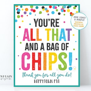 You're All That and a Bag of Chips Sign Teacher Staff Room Employee ...