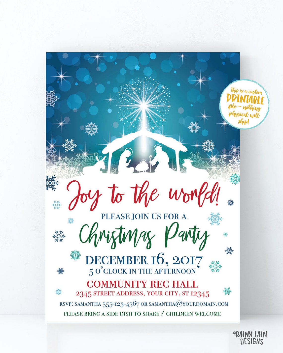 Nativity Christmas Party Invitations Christmas Invites | Etsy
