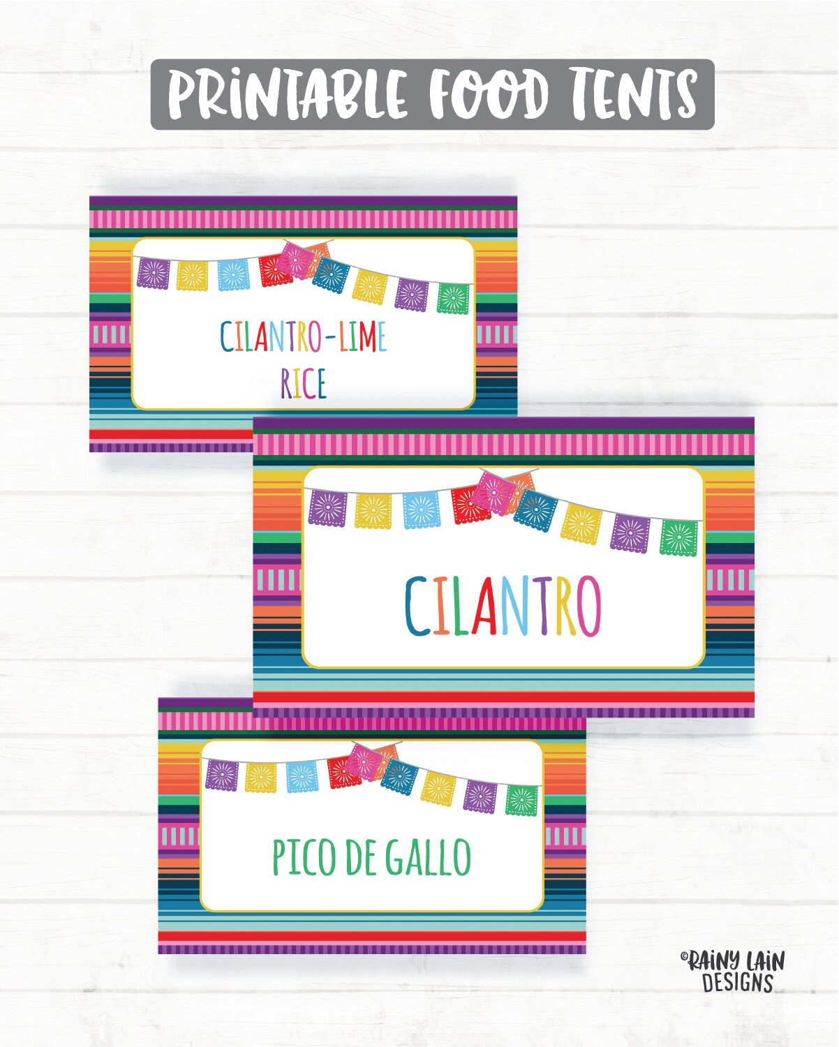Fiesta Food Tents Editable Food Cards Food Signs Fiesta Food | Etsy