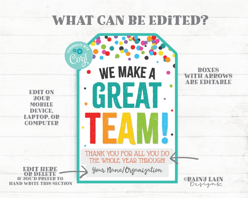 We Make a Great Team Tags Gift Team Member Teammate Employee Company Co ...