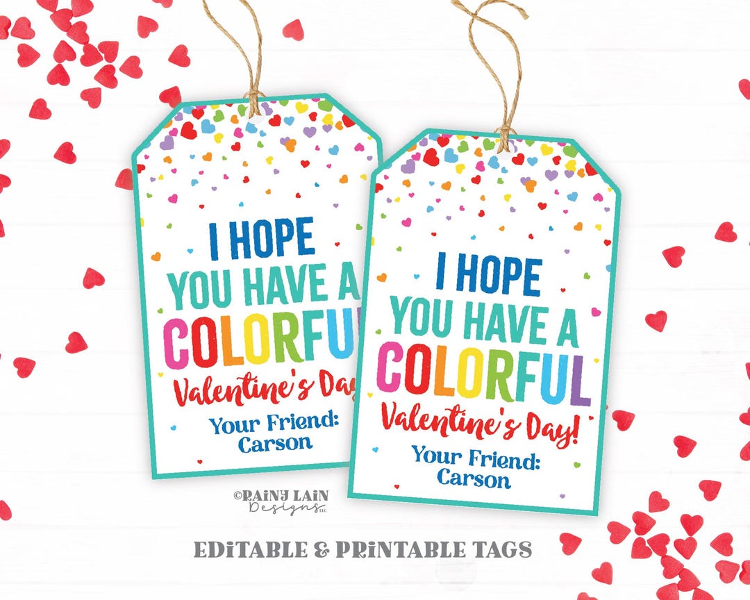 Colorful Valentine, Crayon Valentine, Coloring Valentine, Rainbow Candy ...