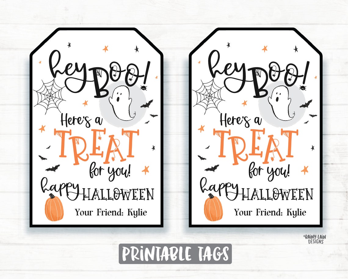 Hey Boo Here's a Treat for You Tags Halloween Printable - Etsy