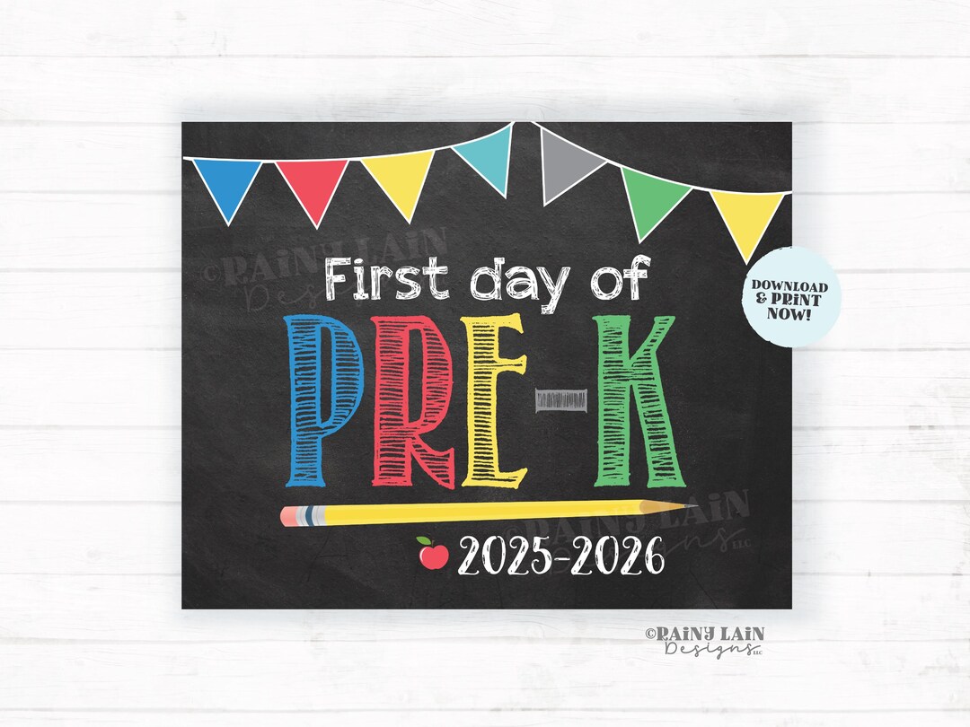 First Day of Pre-k Sign Boy Printable First Day of School Sign Back to ...