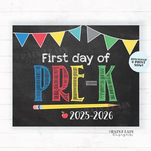 First Day of Pre-k Sign Boy Printable First Day of School Sign Back to ...