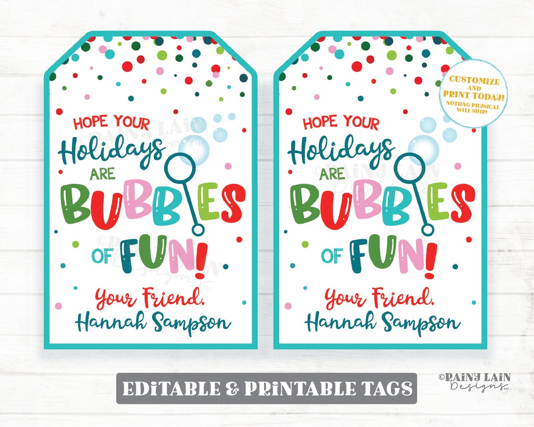 Bubbles of Fun Christmas Tag Hope Your Holidays Are Bubbles of Fun From ...
