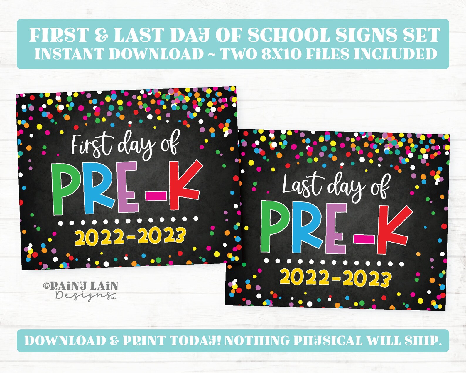 First Day of Pre-k Sign Last Day of School Sign Set 1st Day of - Etsy
