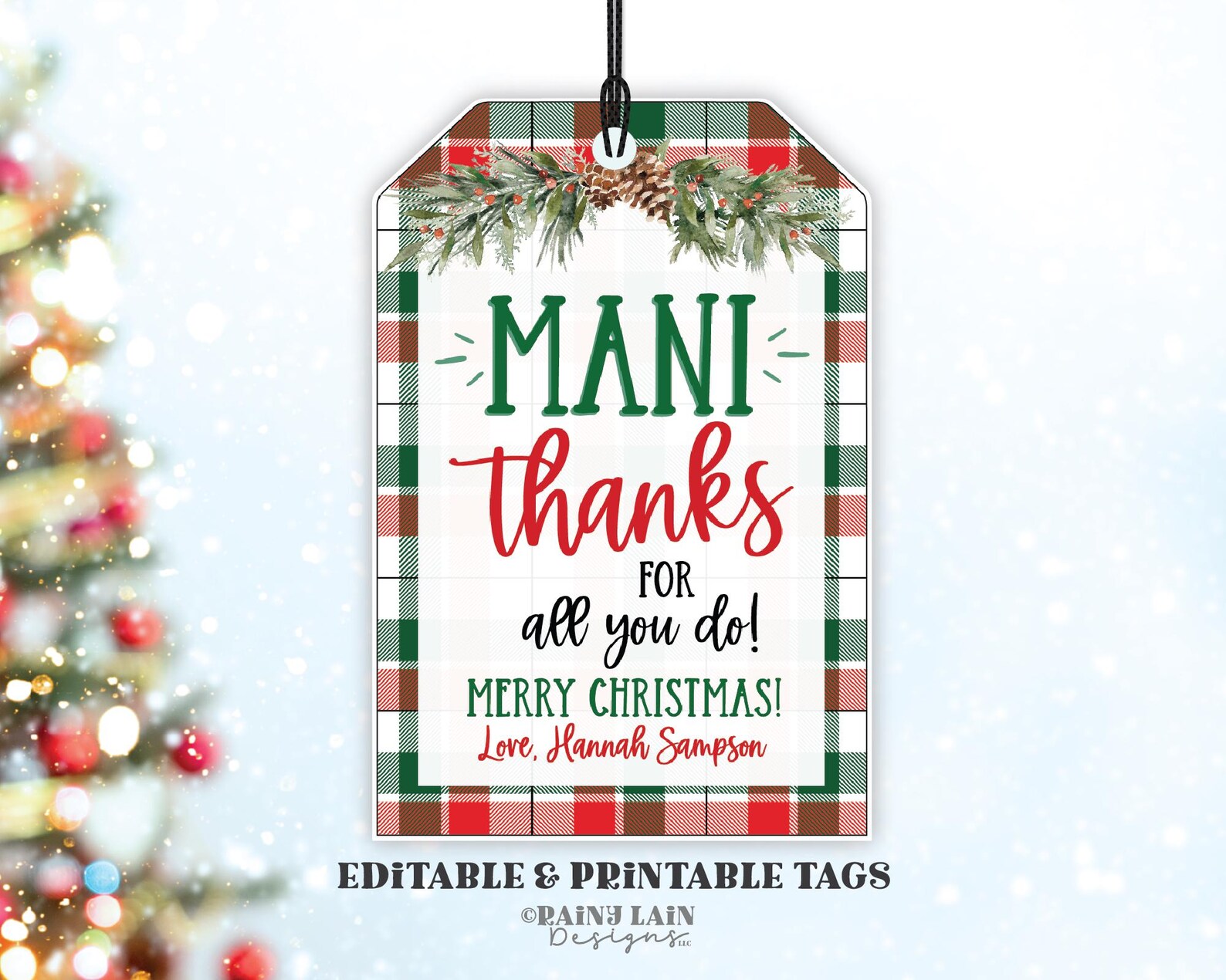 Manicure Gift Tag Mani Christmas Thanks for All You Do Nail Polish Set ...