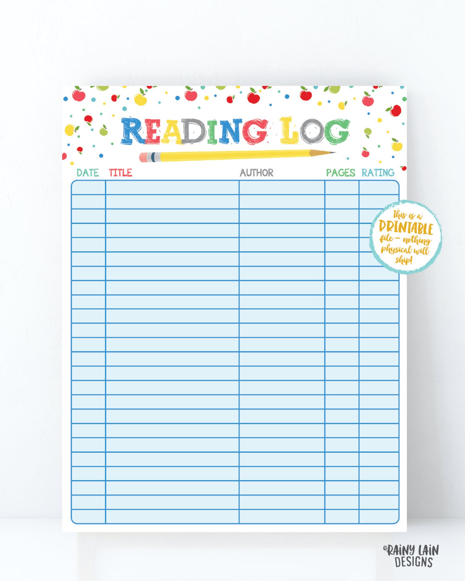 Reading Log Printable Reading Log for Kids Spring Reading - Etsy