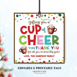 A Cup of Cheer for All You've Done This Year Editable Christmas Gift ...