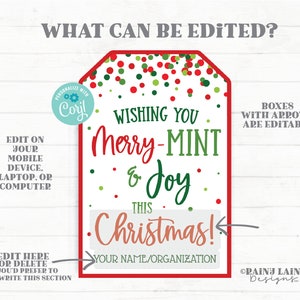 Merry-mint and Joy This Christmas Tag Holiday Mint Thank You ...
