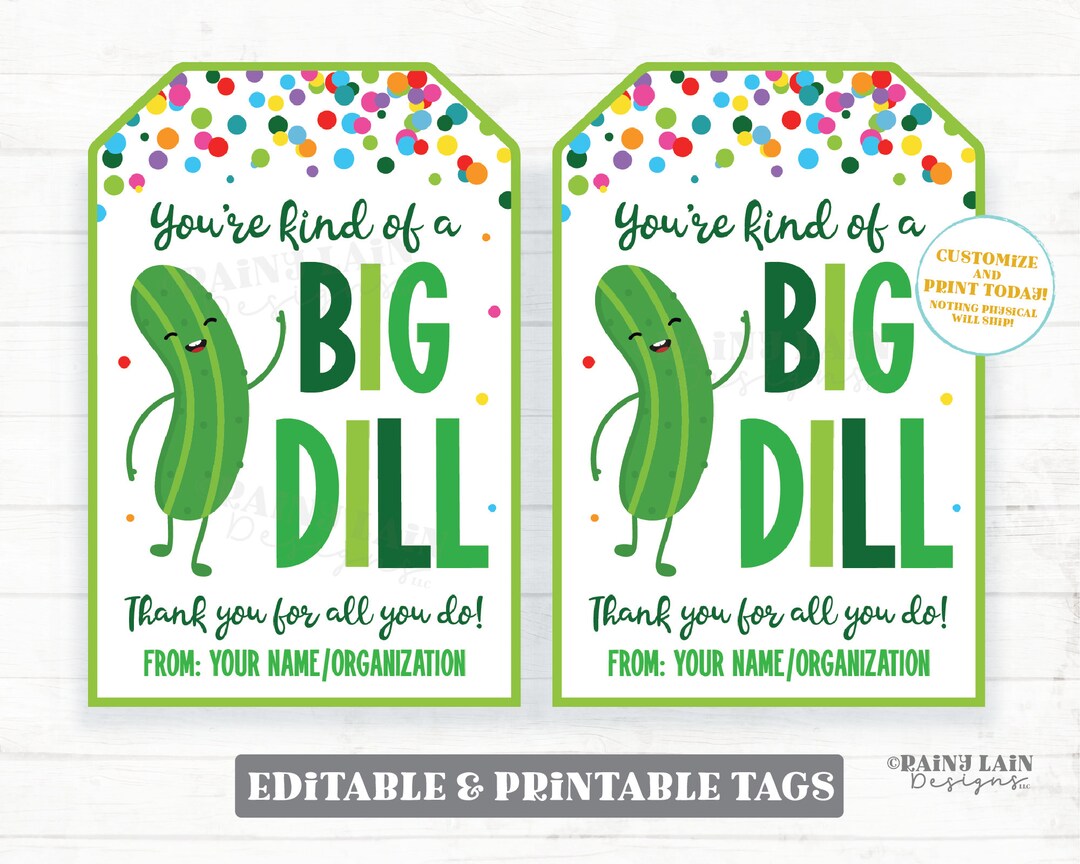 Big Dill Tag Thank You for All You Do Pickle Gift We Appreciate You ...