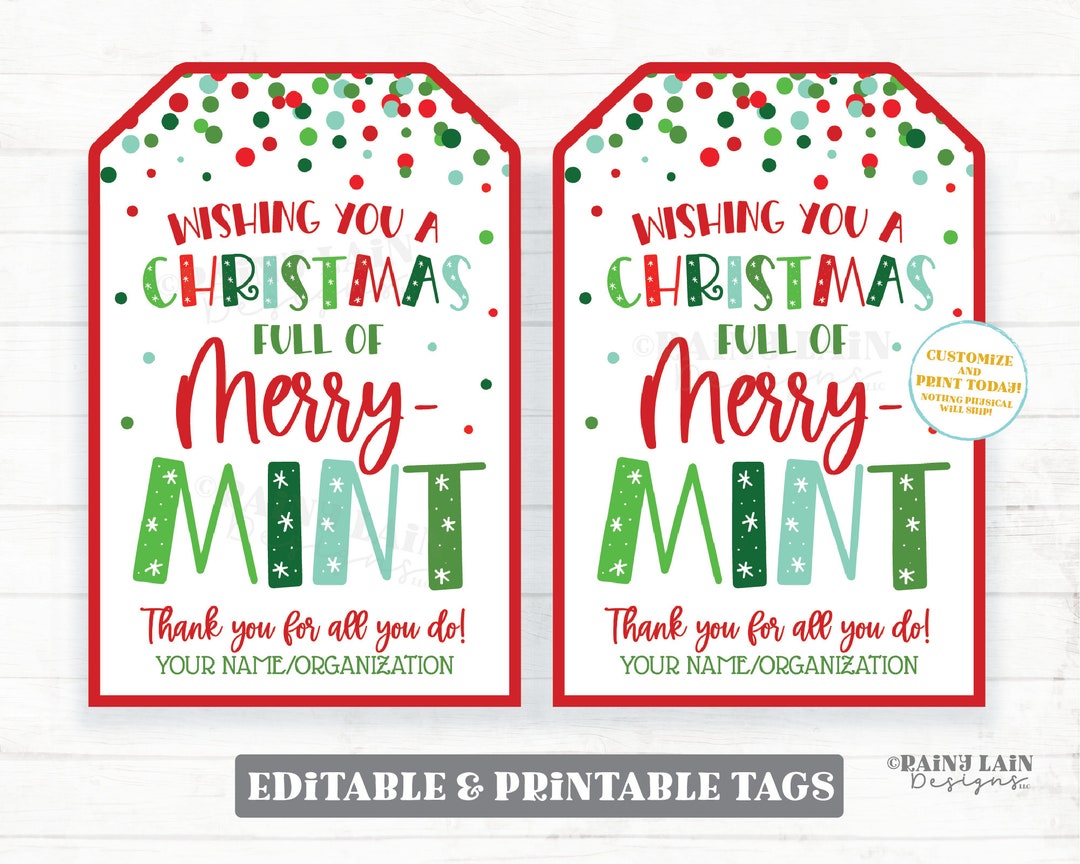 Christmas Full of Merry-mint Tag Holiday Mint Gift Employee ...