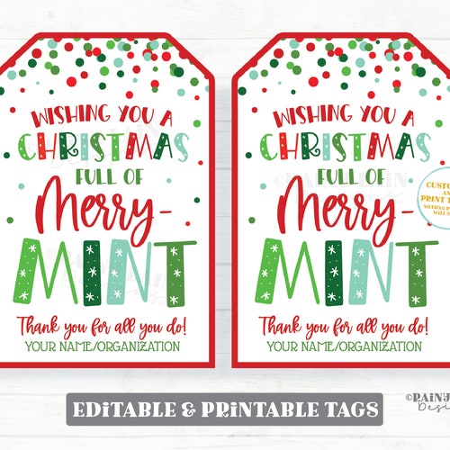 Christmas Full of Merry-mint Tag Holiday Mint Gift Employee - Etsy