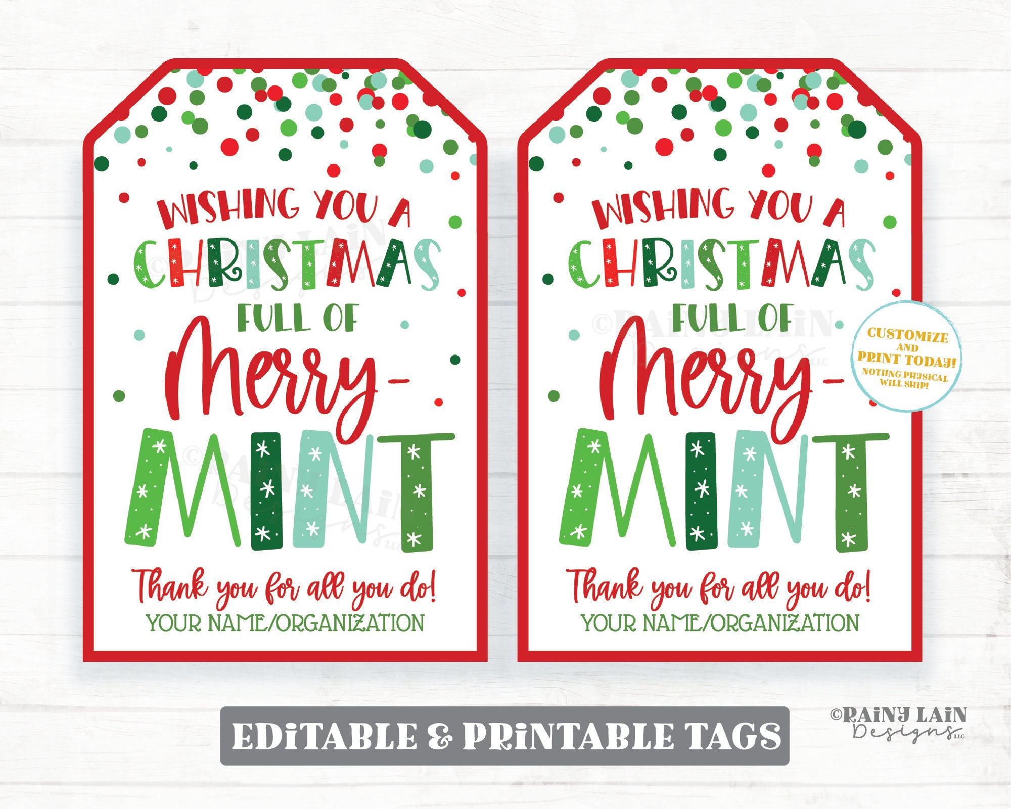 Christmas Full of Merry-mint Tag Holiday Mint Gift Employee ...